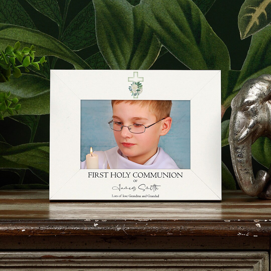 Personalised First Holy Communion Photo Frame With Green Cross - Etsy