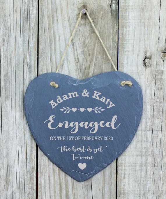 Engagement Gift Personalised Slate Heart - Etsy UK