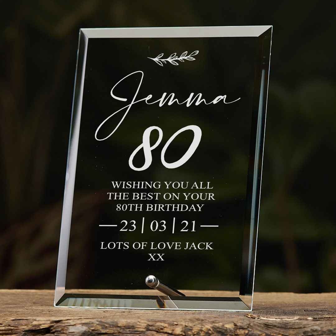 80th Birthday Personalised Glass Plaque Gift With Sentiment - Etsy