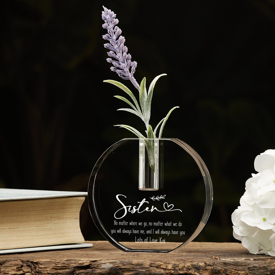Engraved Sister Crystal Glass Flower Vase Gift Present - Etsy