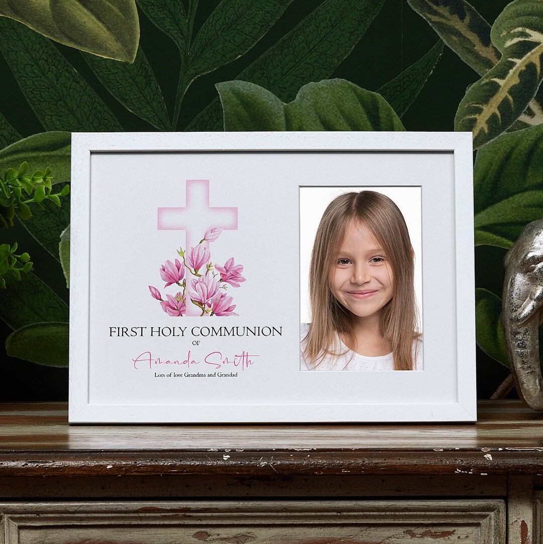 Personalised Holy Communion White Photo Frame With Pink Cross 6"x4" - Etsy