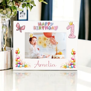 Personalised My First Birthday Photo Frame Landscape Girl's 1st ...