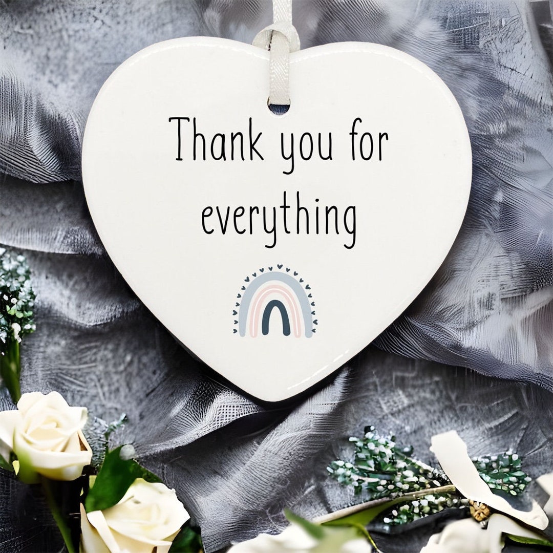 Thank You for Everything Gift Ceramic Heart Present With Rainbow - Etsy