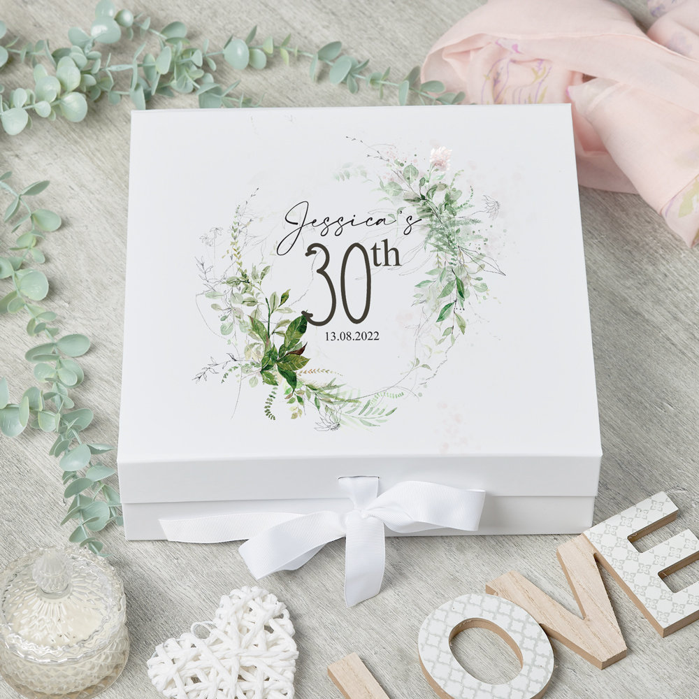 Personalised 30th Birthday Keepsake Box Gift With Botanical Design ...
