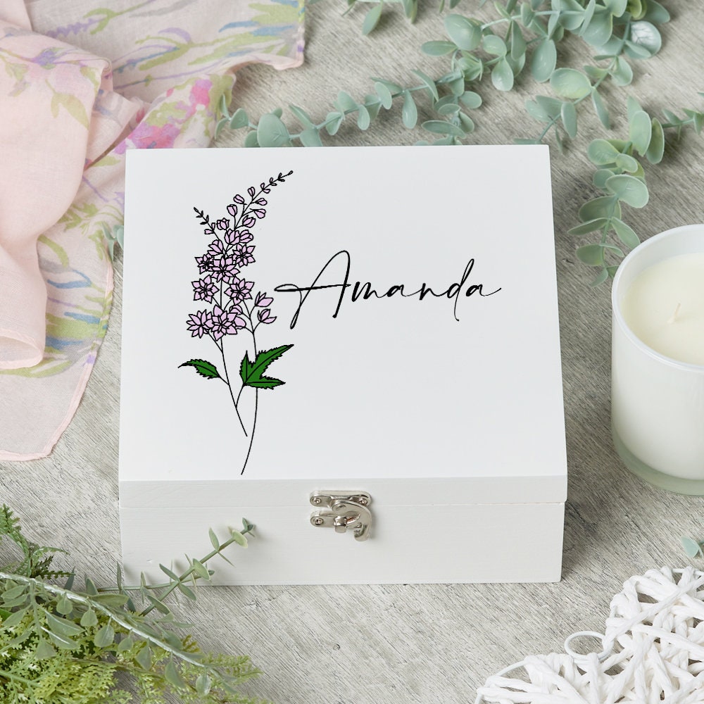 Personalised Birth Flower Birthday Keepsake Memories Wooden - Etsy