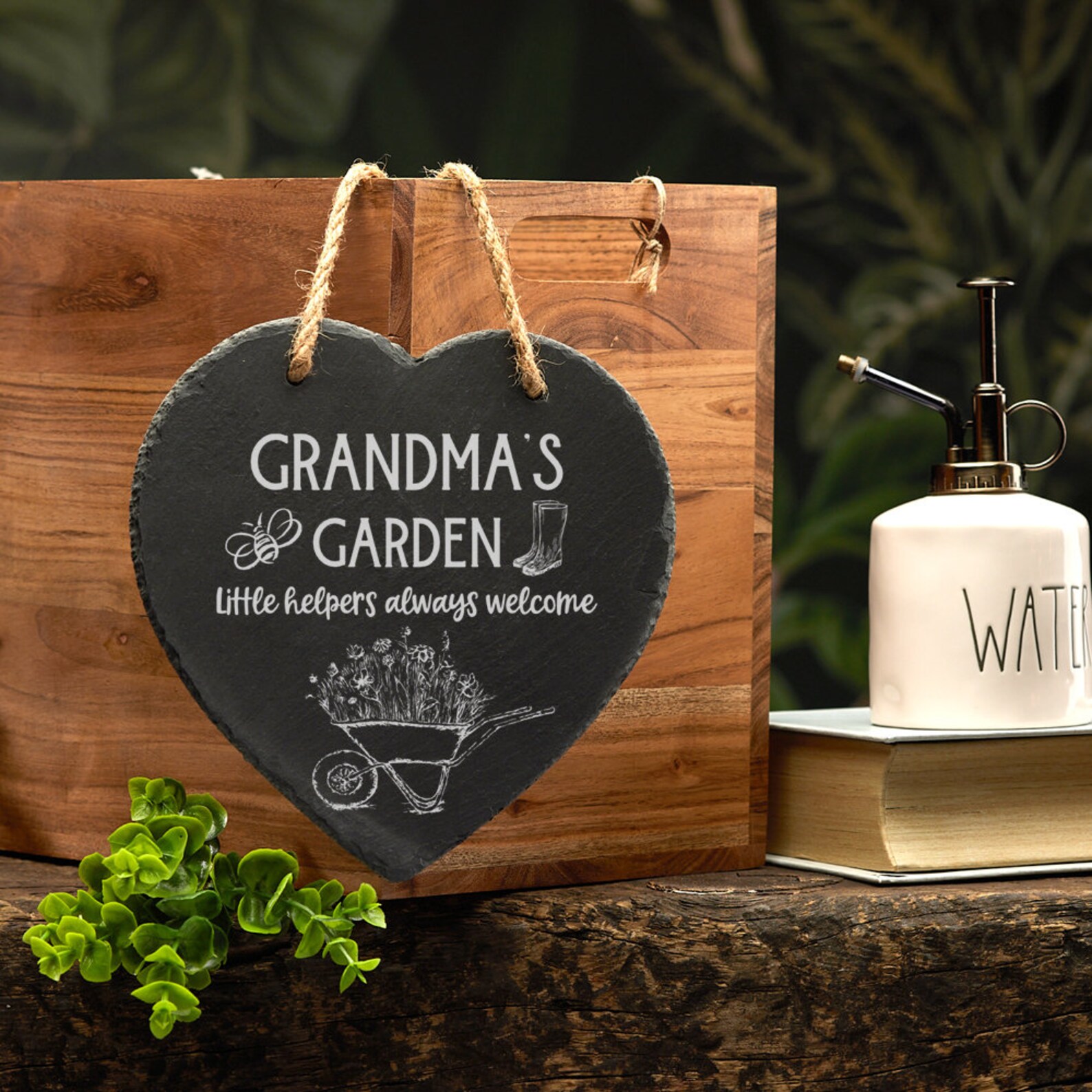 Personalised Garden Sign Engraved Slate Heart Gift - Etsy