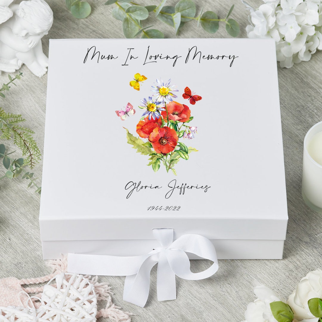 Personalised Mum Remembrance Keepsake Memory Box Butterflies and ...