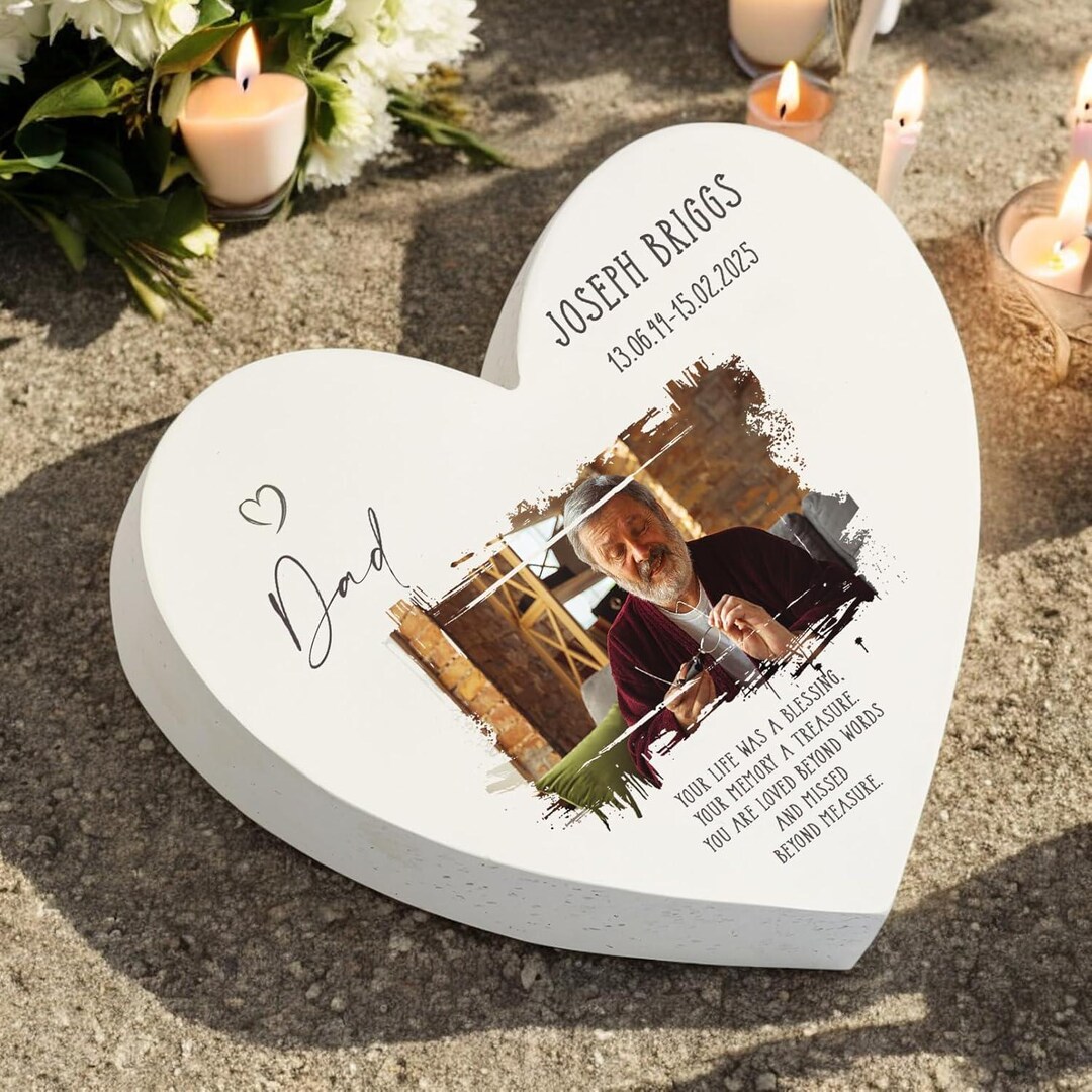 Personalised Dad Sympathy Memorial Heart Gift With Photo - Etsy