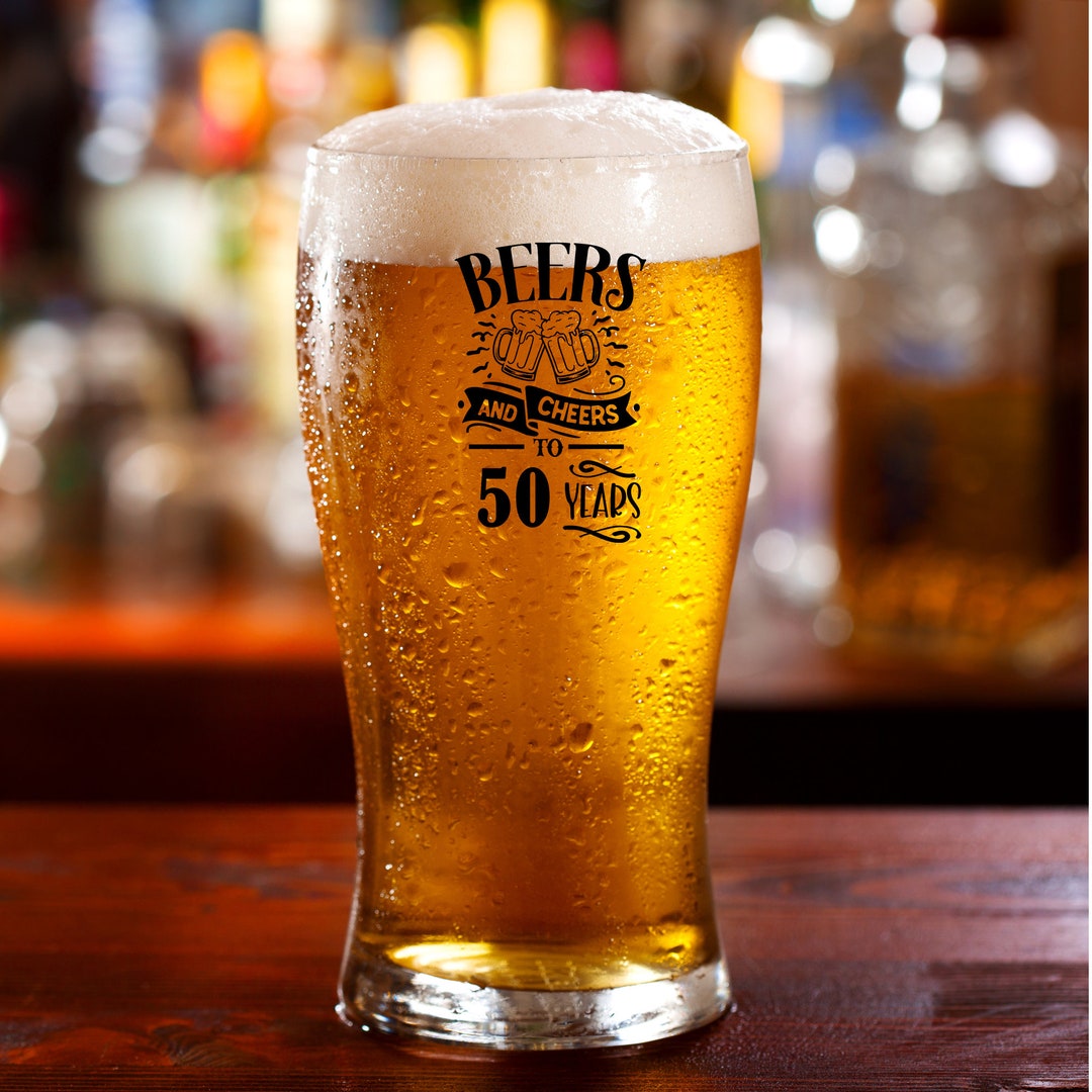 50th Birthday Beer Glass Gift for Him 1 Pint Cheers to Beers Gift Boxed ...