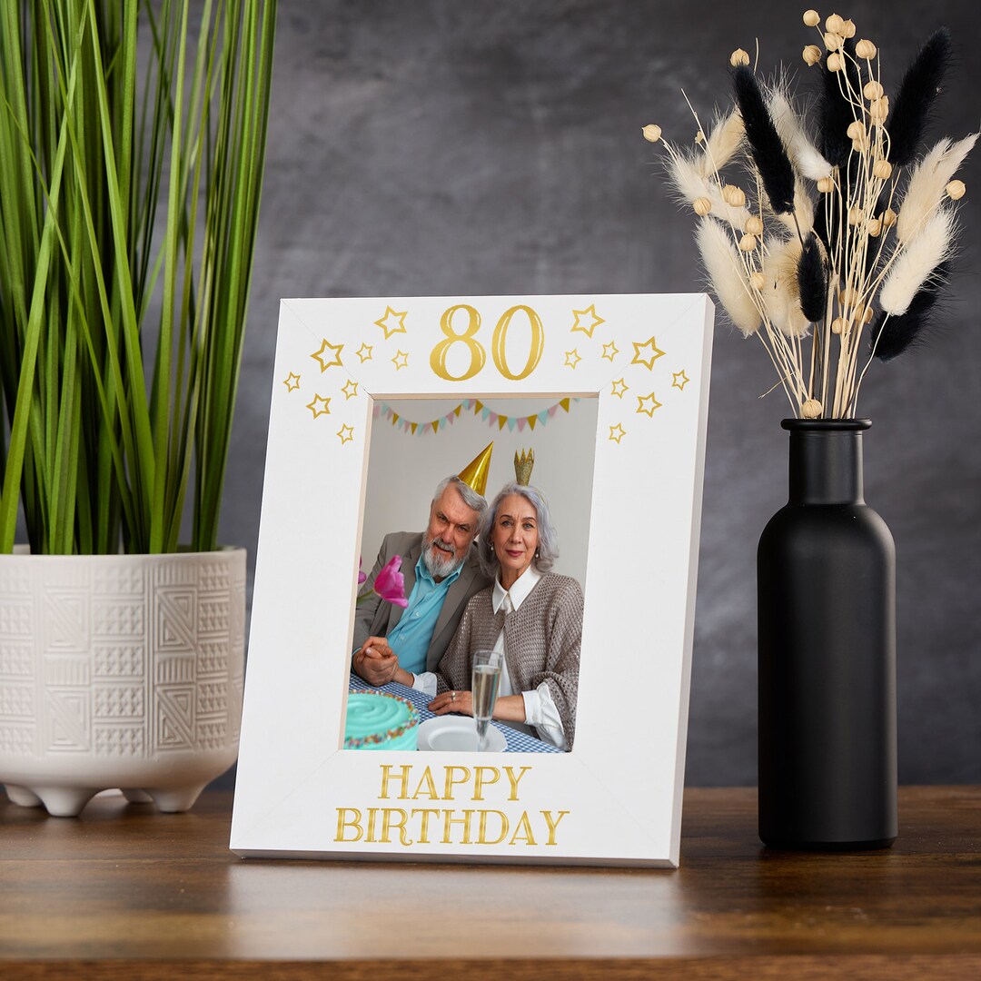 80th Birthday Photo Frame Gift for Her or Him With Star Design - Etsy