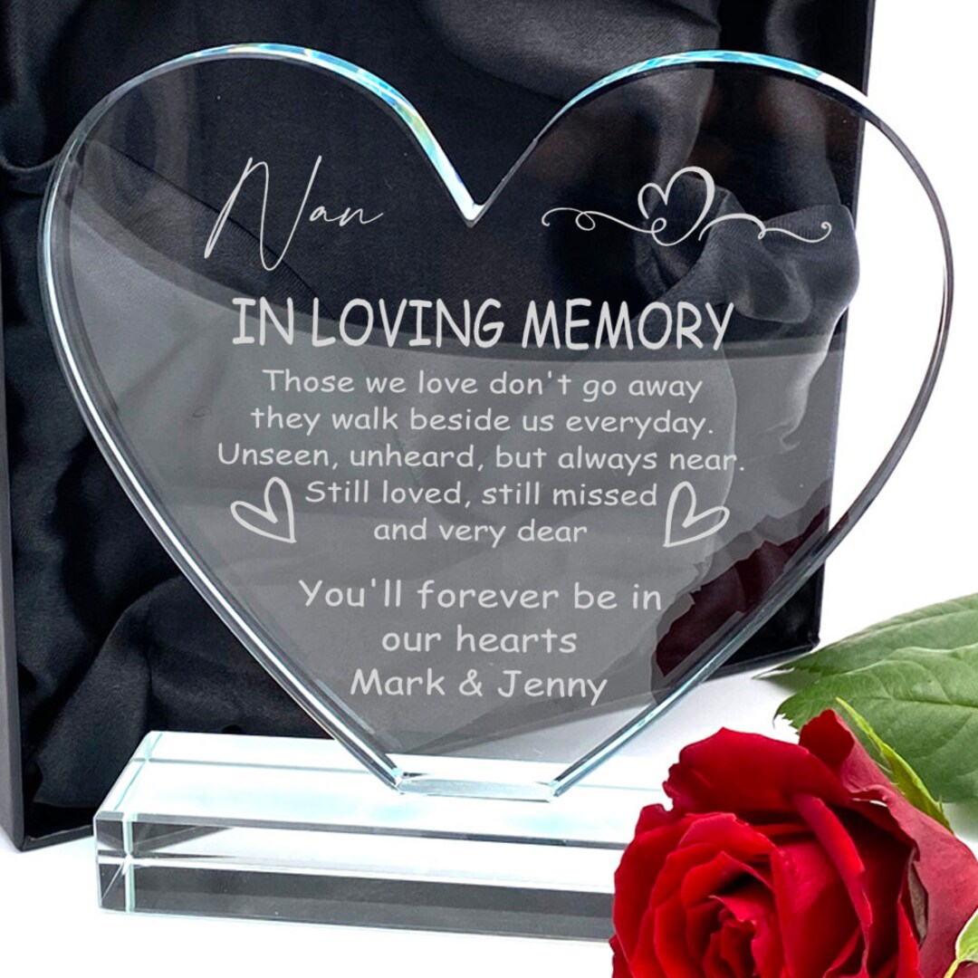 Personalised Nan in Loving Memory Remembrance Memorial Large Jade Glass ...
