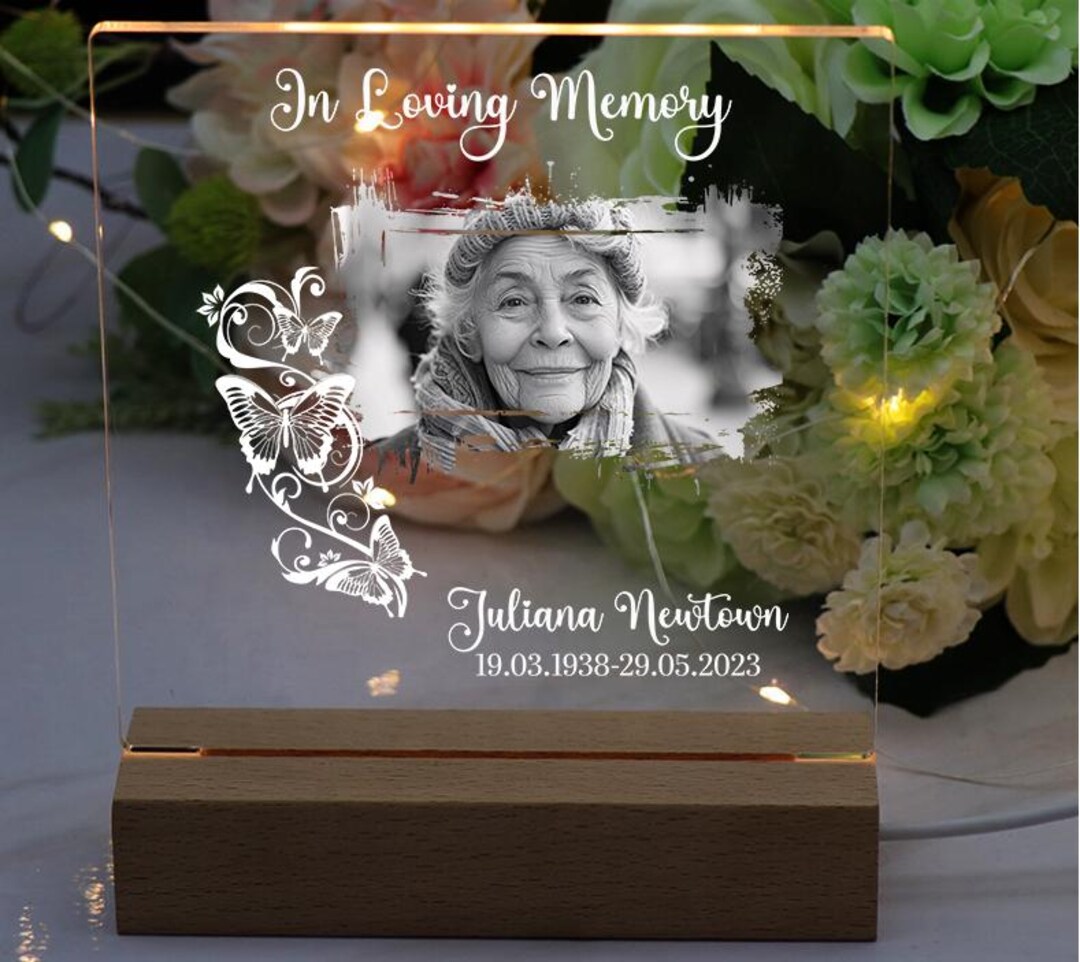 Personalised Photo Memorial Lamp Night Light Condolence Sympathy Gift ...