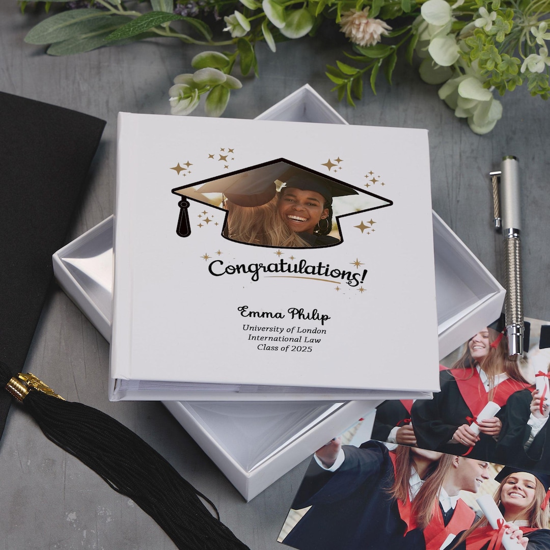 Personalised White Custom Photo Graduation Keepsake Photo Album Gift ...