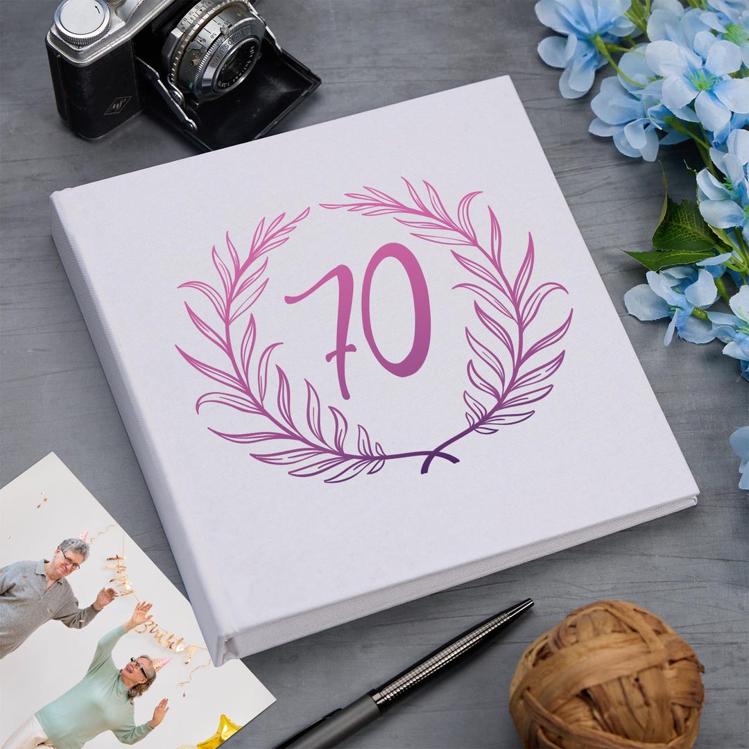 Large Book Bound 70th Birthday Gift for Her or Him With Laurel Wreath ...