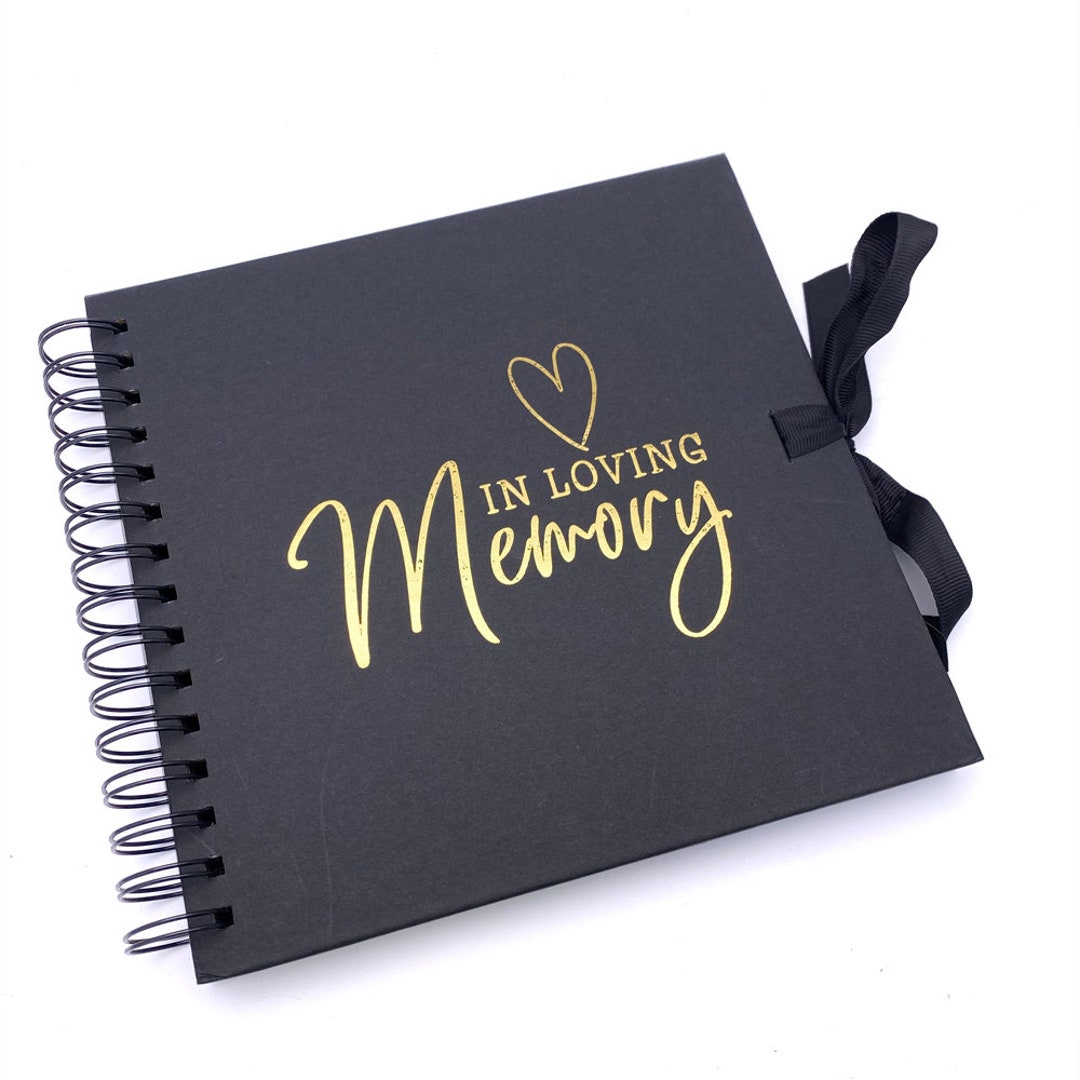 In Loving Memory Black Scrapbook Photo Album or Guest Book Gold Script ...