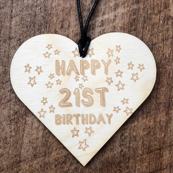 Happy 21st Birthday Stars Hanging Heart Plaque Gift | Etsy