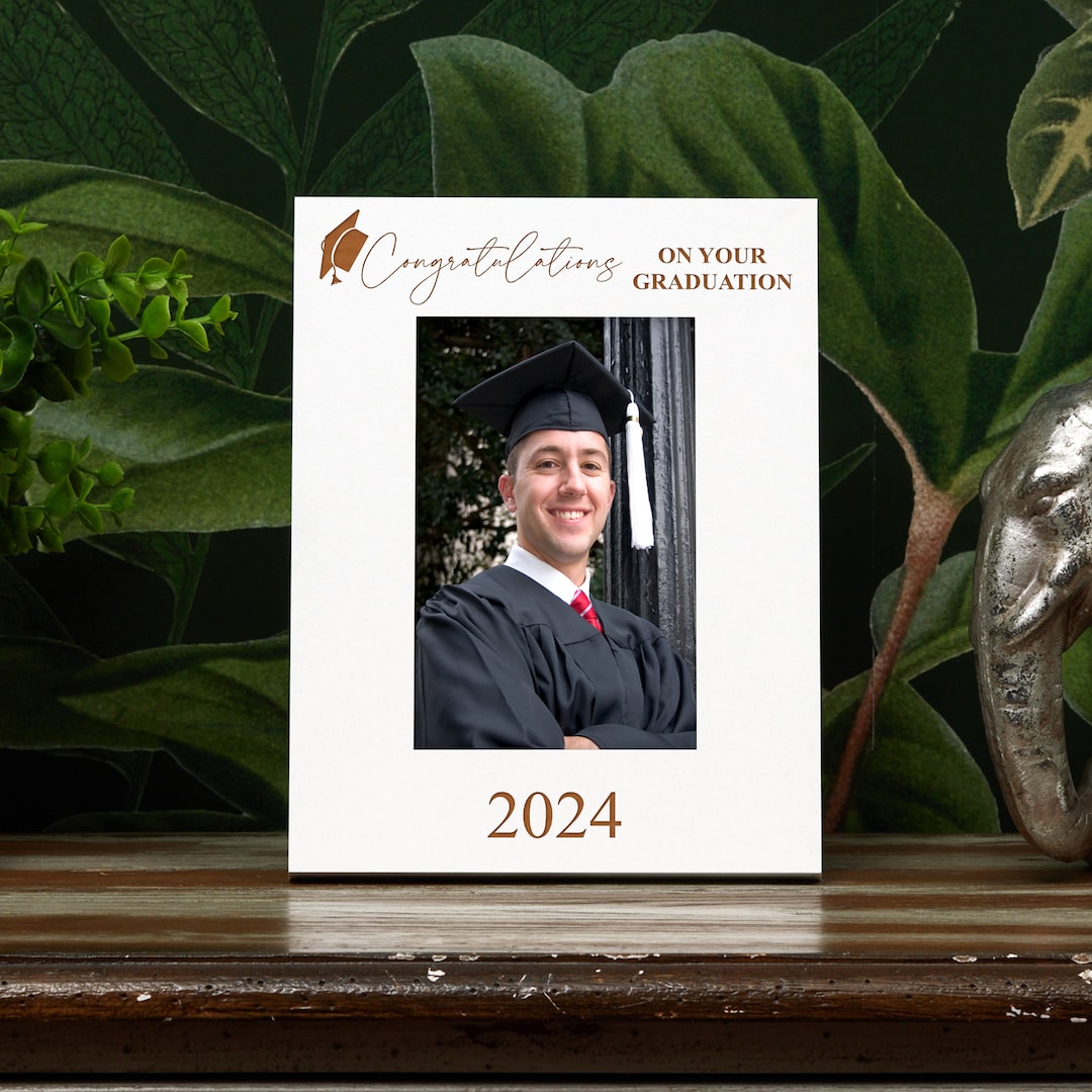 Graduation 2024 Engraved White Wooden Photo Frame Gift - Etsy