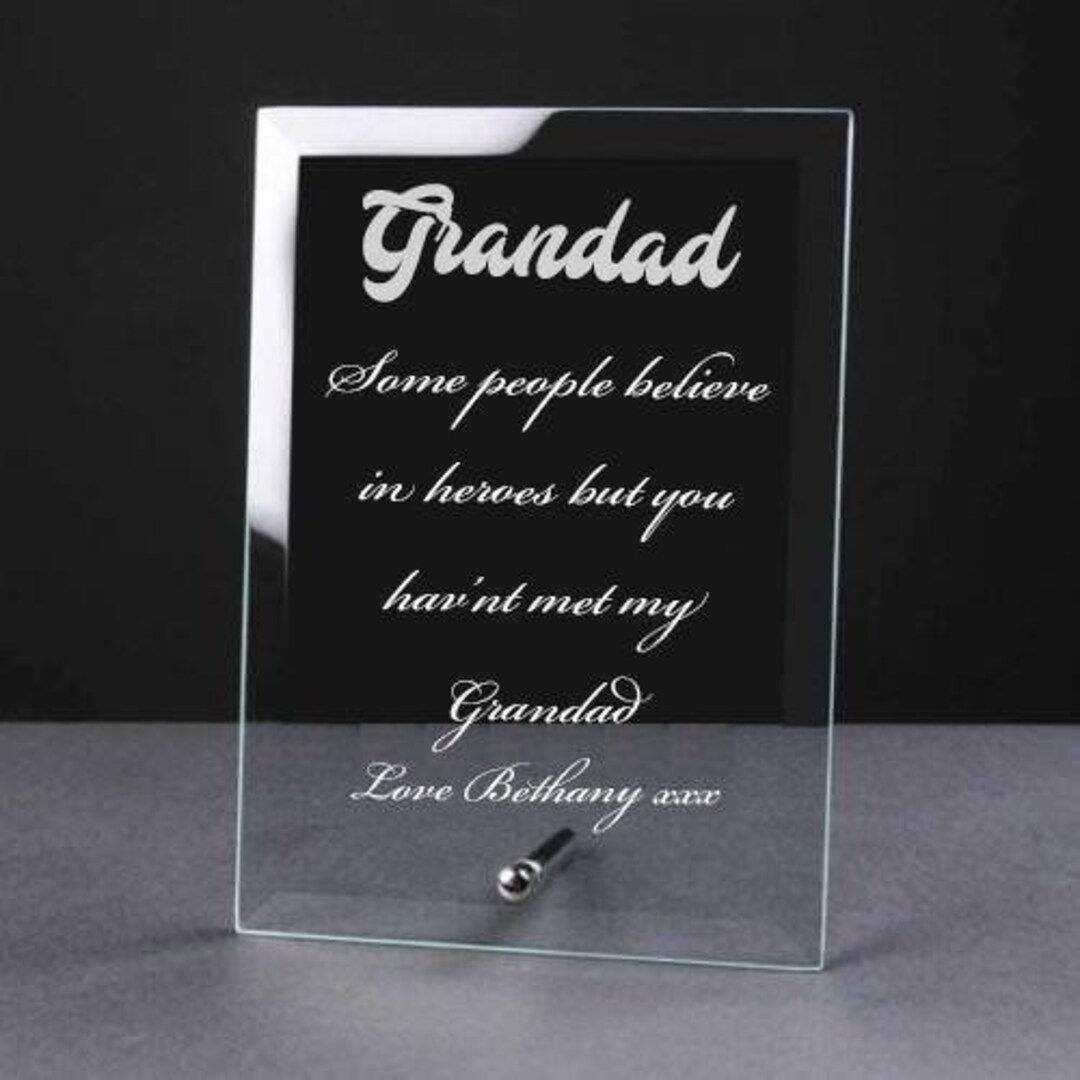Personalised Engraved Glass Plaque Grandad Gift - Etsy