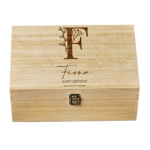 Personalised Large Keepsake Memory Box Engraved With Floral Alphabet - Etsy