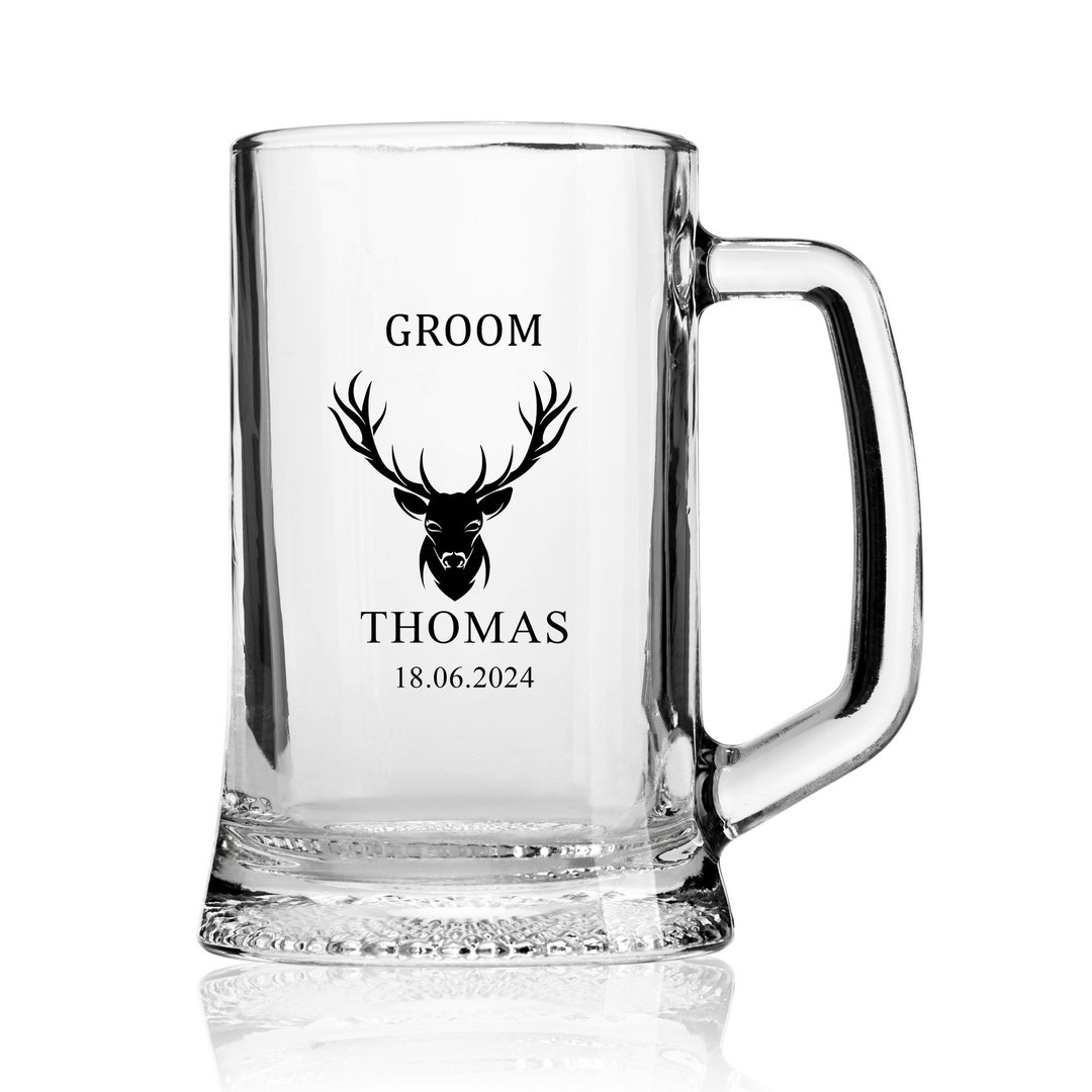 Personalised Wedding Beer Tankard Gift With Bow With Stag - Etsy