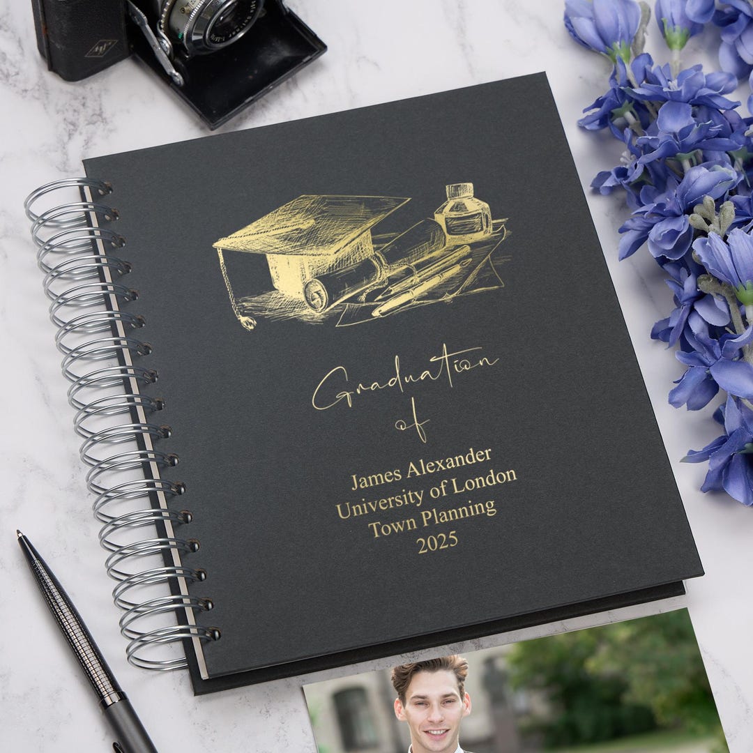 Personalised Graduation Keepsake Photo Album Memory Book With Sketch ...