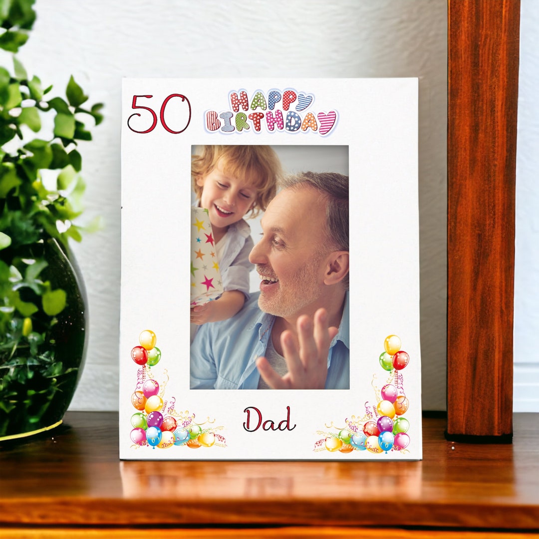 Personalised Colourful 50th Birthday Photo Frame Portrait With Name - Etsy