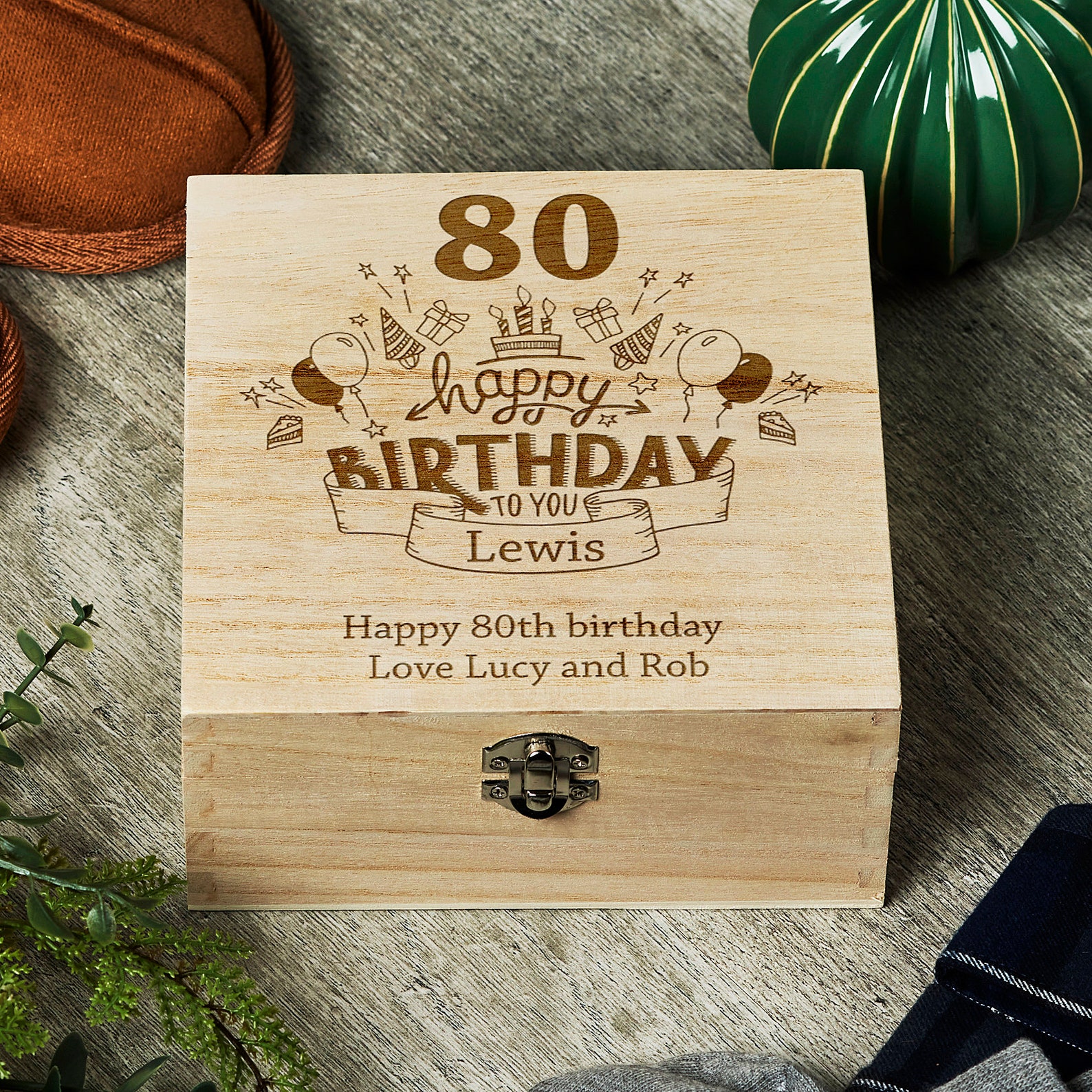 Personalised 80th Birthday Wooden Keepsake Box Gift Engraved - Etsy
