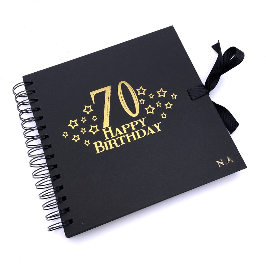 Personalised 70th Birthday Black Scrapbook, Guest Book or Photo Album ...
