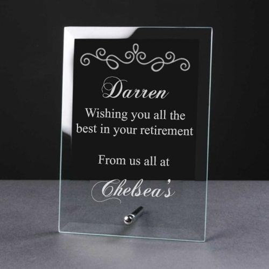 Personalised Engraved Retirement Glass Plaque Sentiment Gift - Etsy