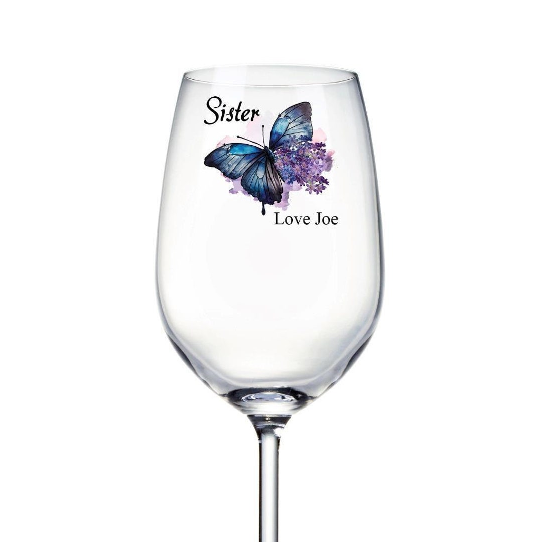 Personalised Sister Butterfly Wine Glass Gift - Etsy