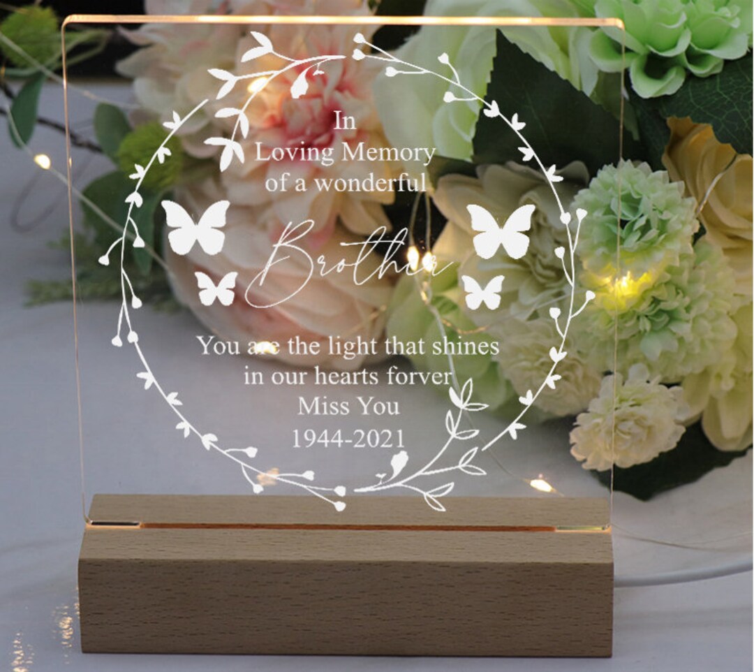 In Loving Memory of Brother Remembrance Memorial Personalised Light LED ...