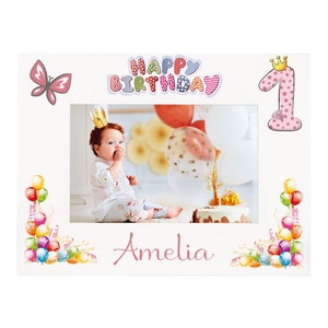Personalised My First Birthday Photo Frame Landscape Girl's 1st ...