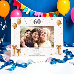 Personalised 60th Birthday Photo Frame With Gold Balloons - Etsy