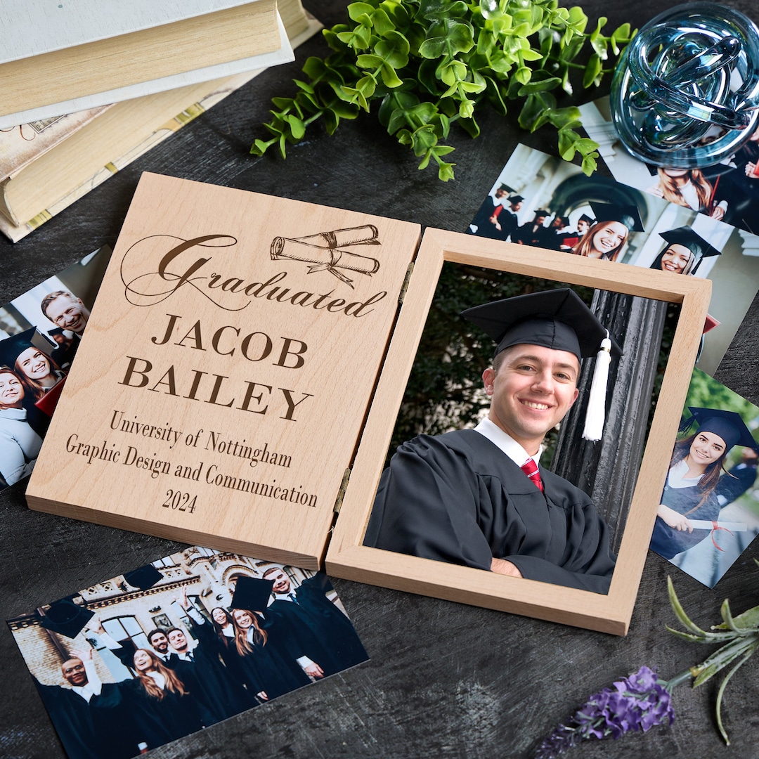 Personalised Graduation Photo Book Frame Solid Oak Wood Gift - Etsy
