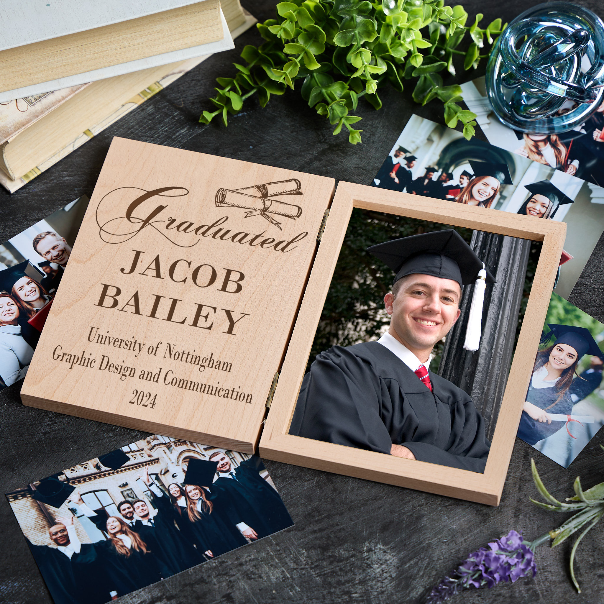 Personalised Graduation Photo Book Frame Solid Oak Wood Gift - Etsy