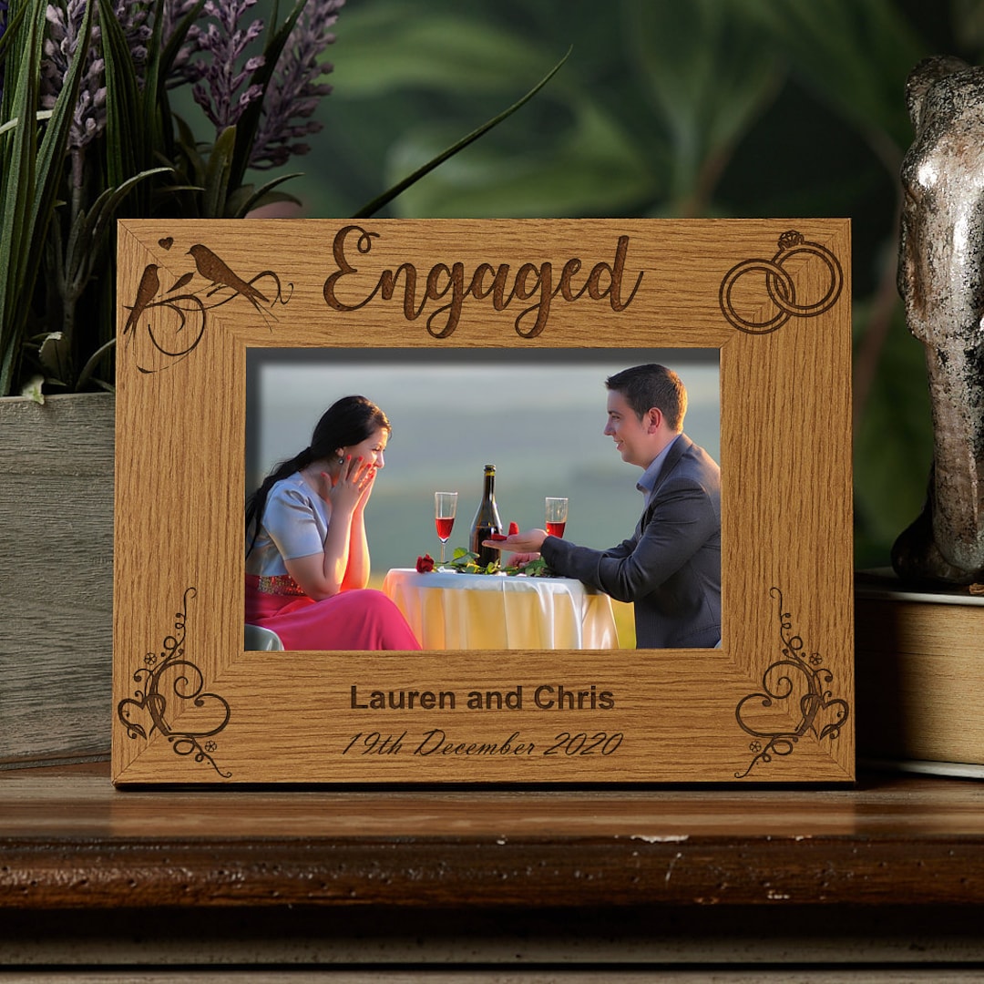 Personalised Engagement Wooden Photo Frame Gift - Etsy