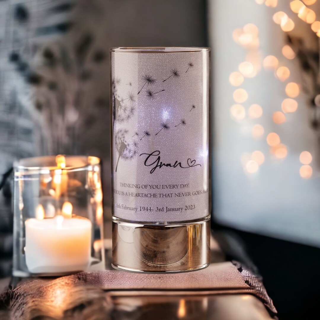 Personalised Gran in Loving Memory Led Lamp With Dandelions - Etsy