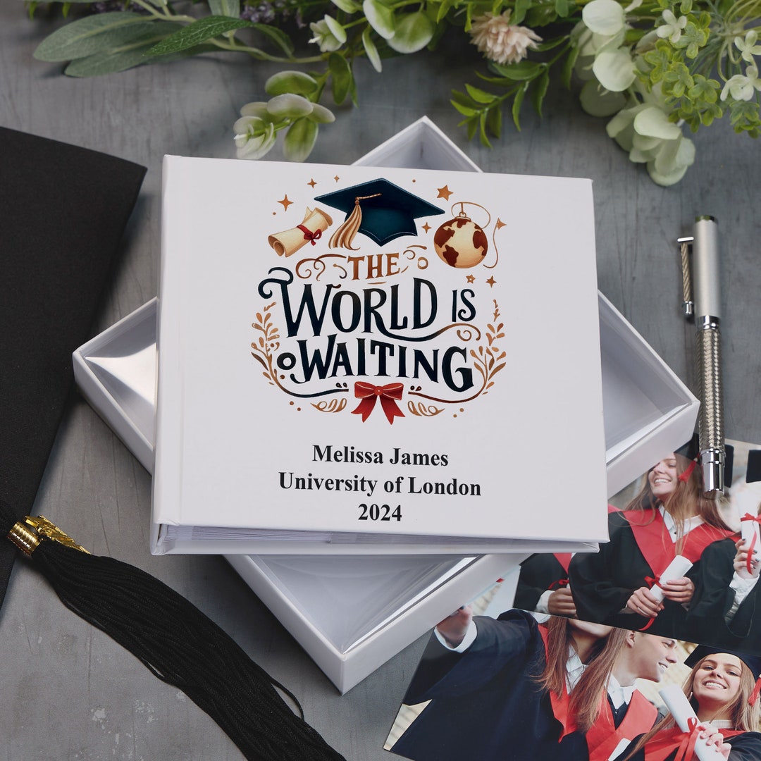 Personalised Graduation Photo Album Keepsake Gift World Awaits - Etsy