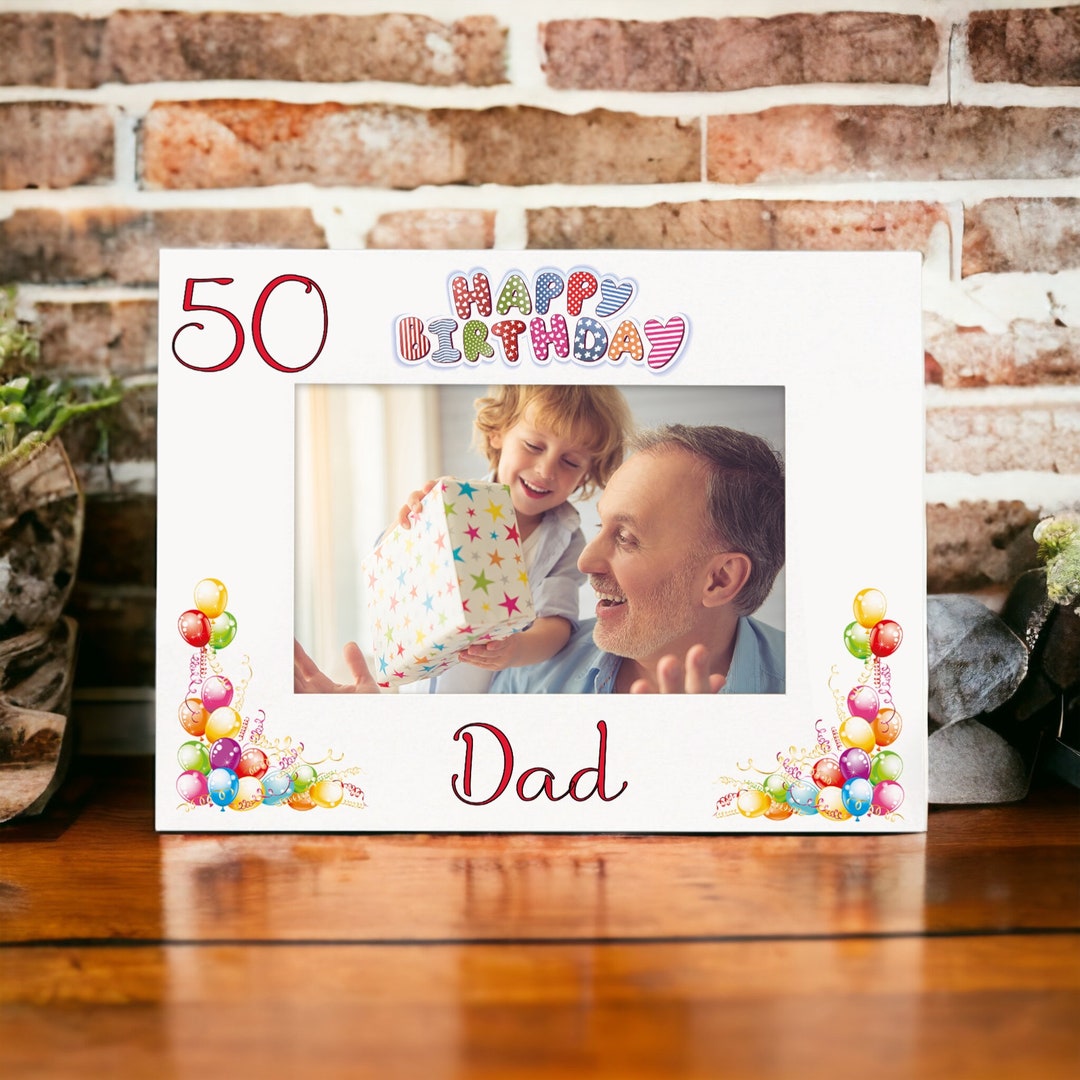 Personalised Colourful 50th Birthday Photo Frame Landscape With Name - Etsy