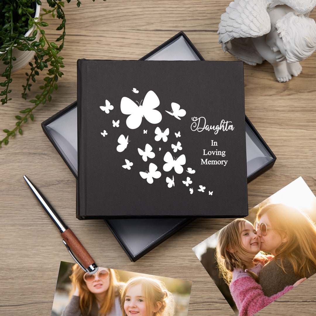 Daughter in Loving Memory Black Butterfly Photo Album for 50 X 6 by 4 ...