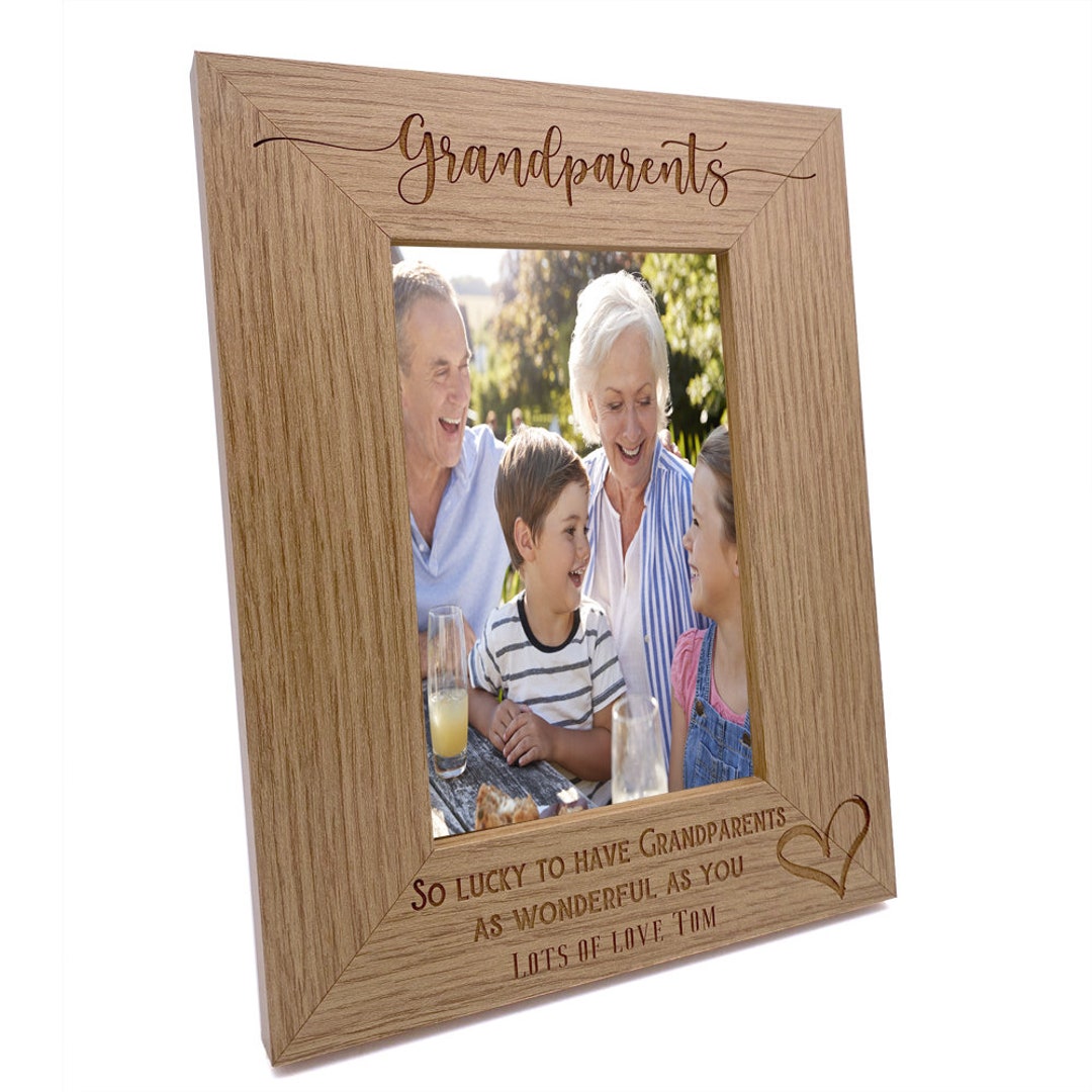 Personalised Grandparents Love Heart Engraved Portrait Photo Frame Gift ...