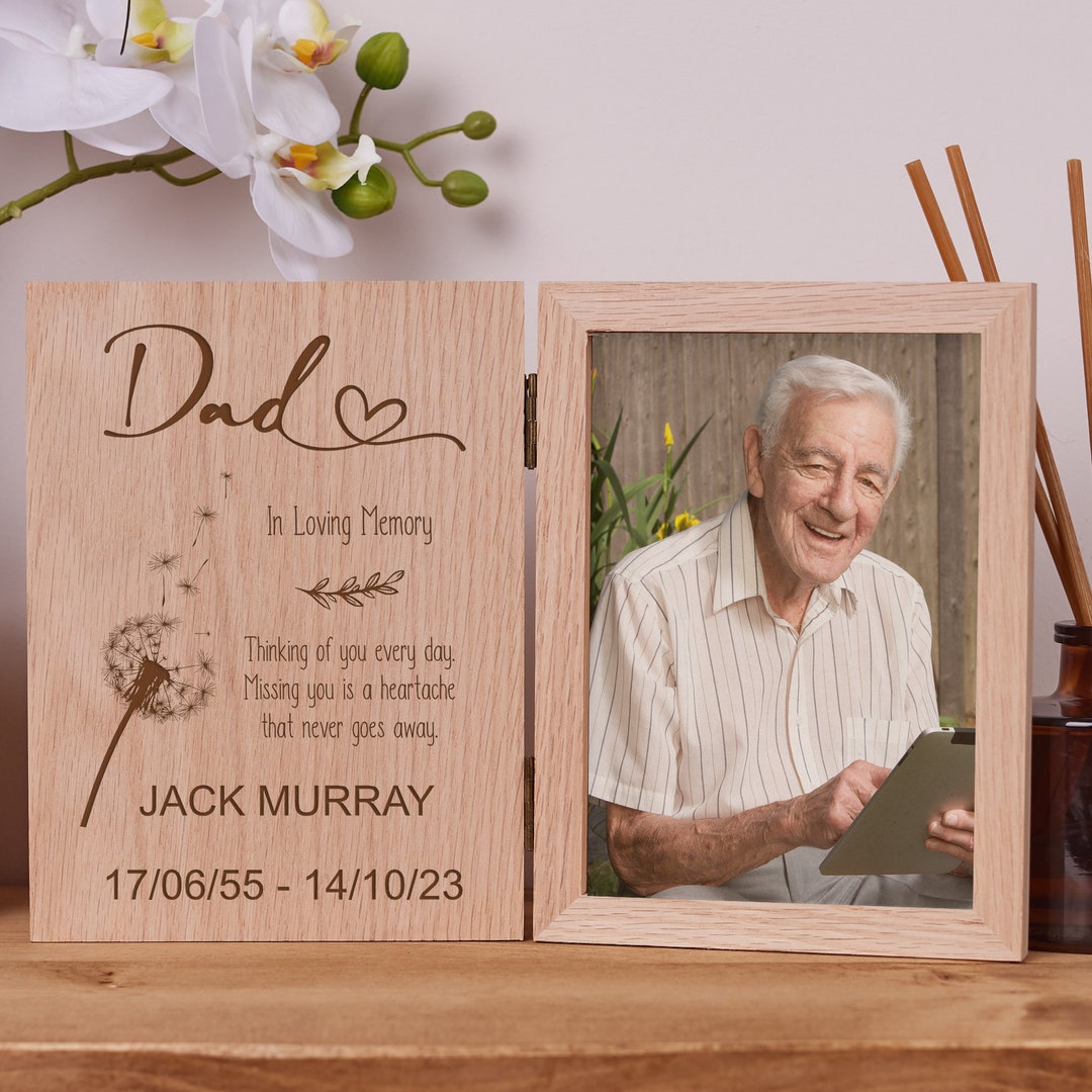 Personalised Dad Remembrance Book Photo Frame Solid Oak Wood - Etsy