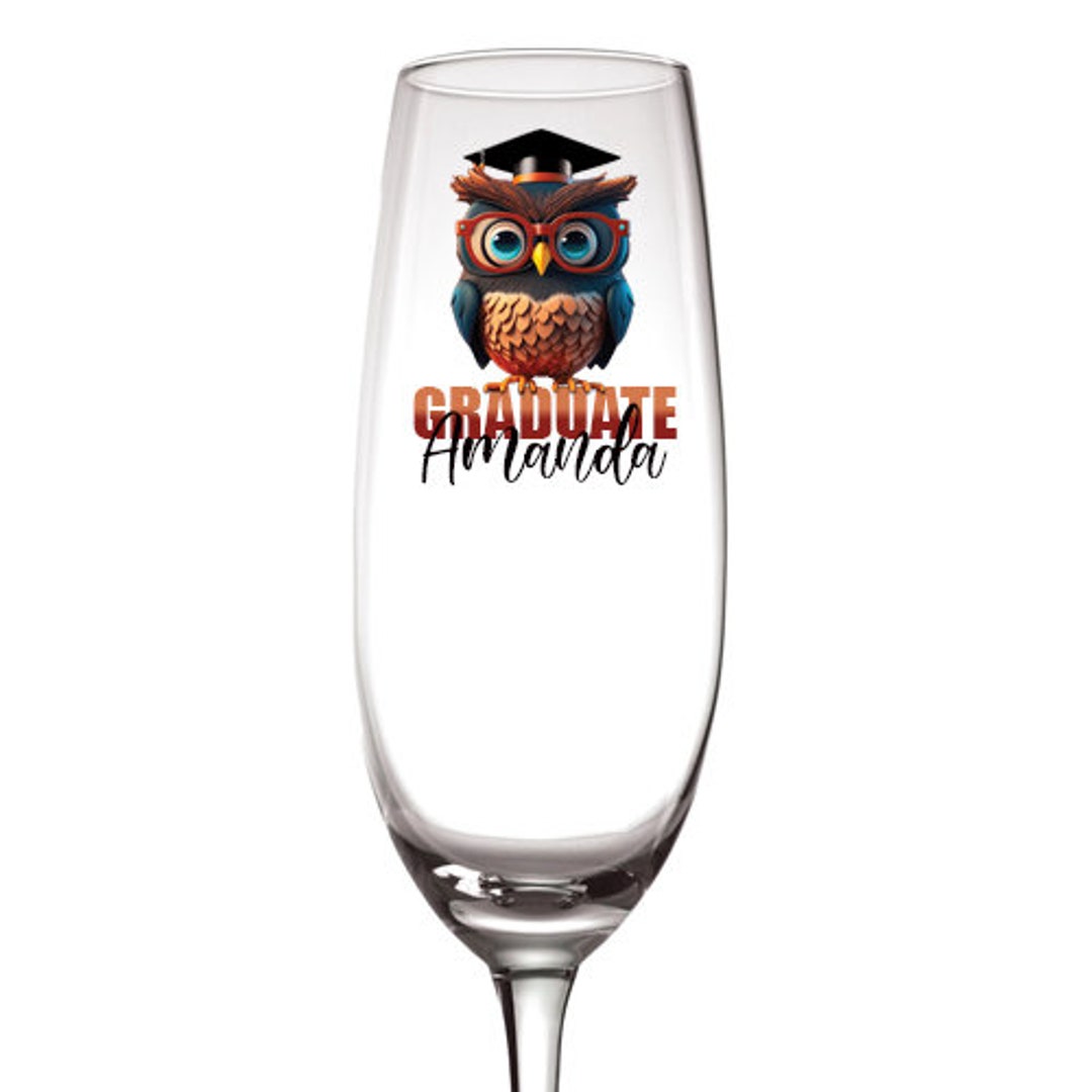 Personalised Graduation Champagne Prosecco Glass Gift With Owl - Etsy