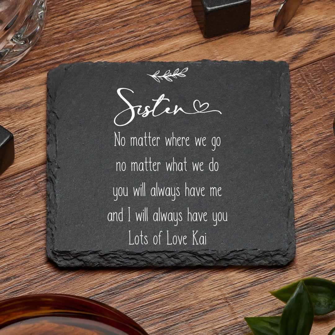 Personalised Sister Sentiment Gift Slate Stone Drink Coaster - Etsy