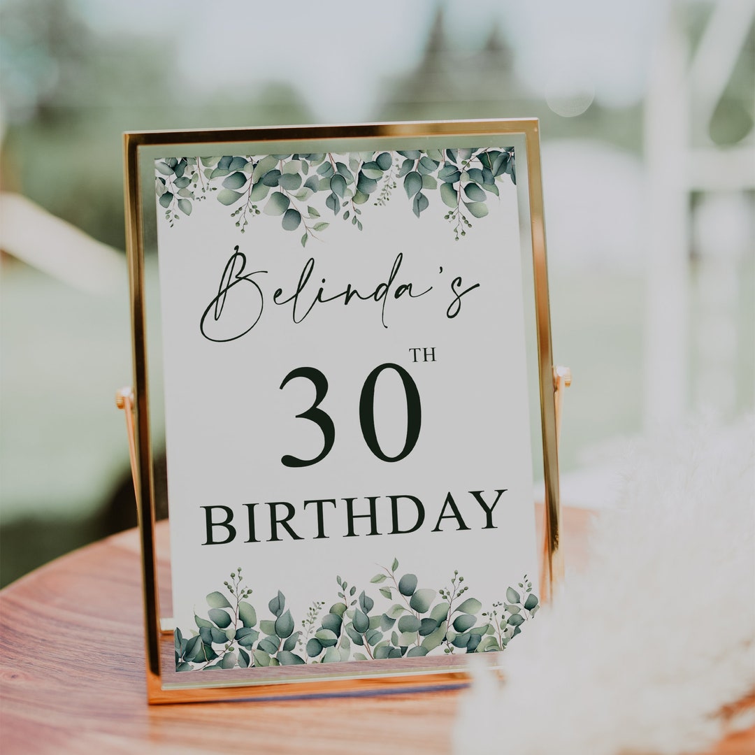 Personalised Any Age Birthday Celebration Eucalyptus Table Sign - Etsy