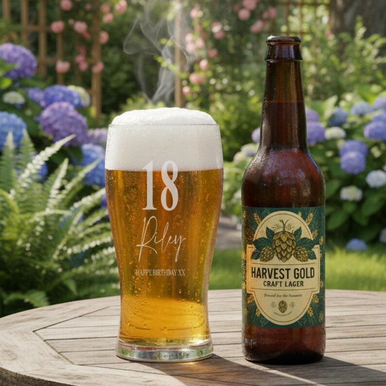 Engraved Personalised 18th Birthday Signature Pint Beer Glass Gift ...