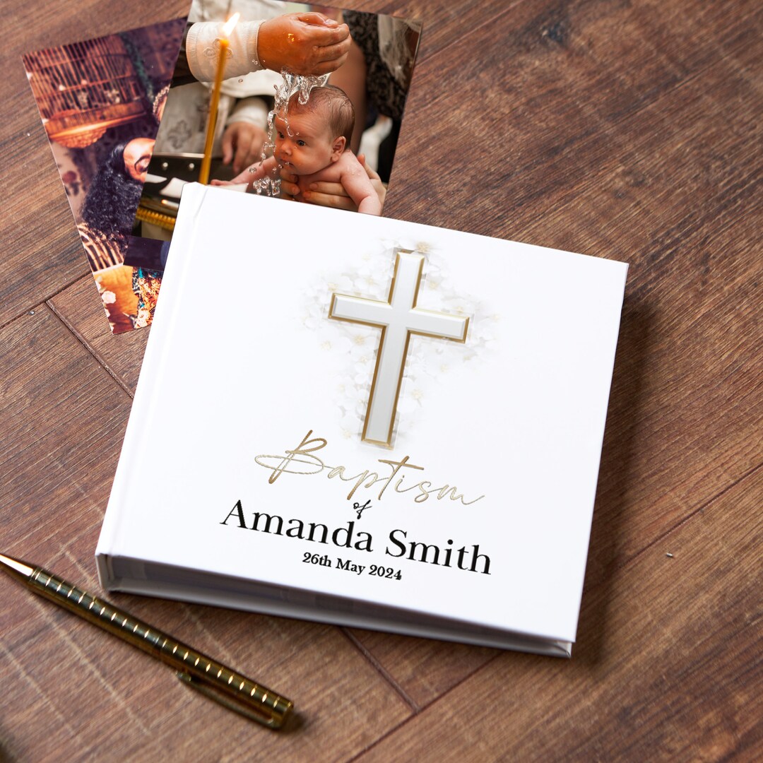 Personalised Baptism Photo Album Gift With Silver Cross - Etsy