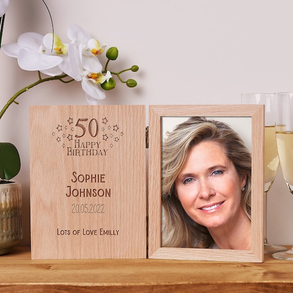 Personalised 50th Birthday Photo Frame Solid Oak Wood With - Etsy