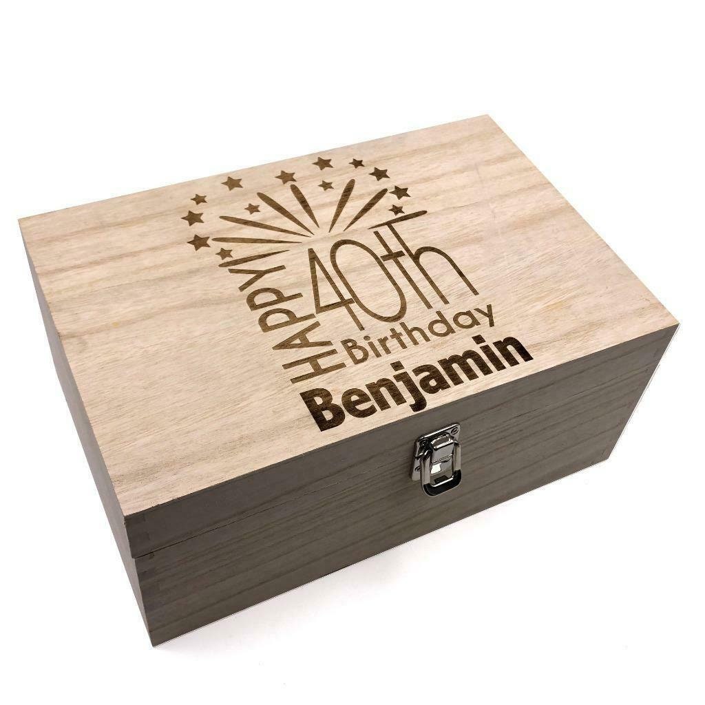 40th Birthday Gift Personalised Large wooden Keepsake Box Gift | Etsy