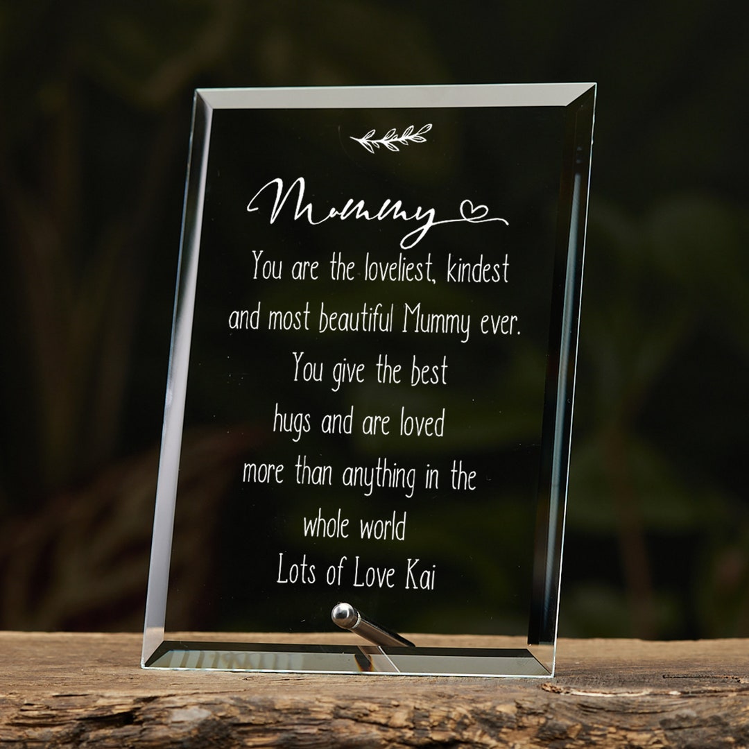 Personalised Mummy Keepsake Gift Glass Plaque With Sentiment - Etsy UK